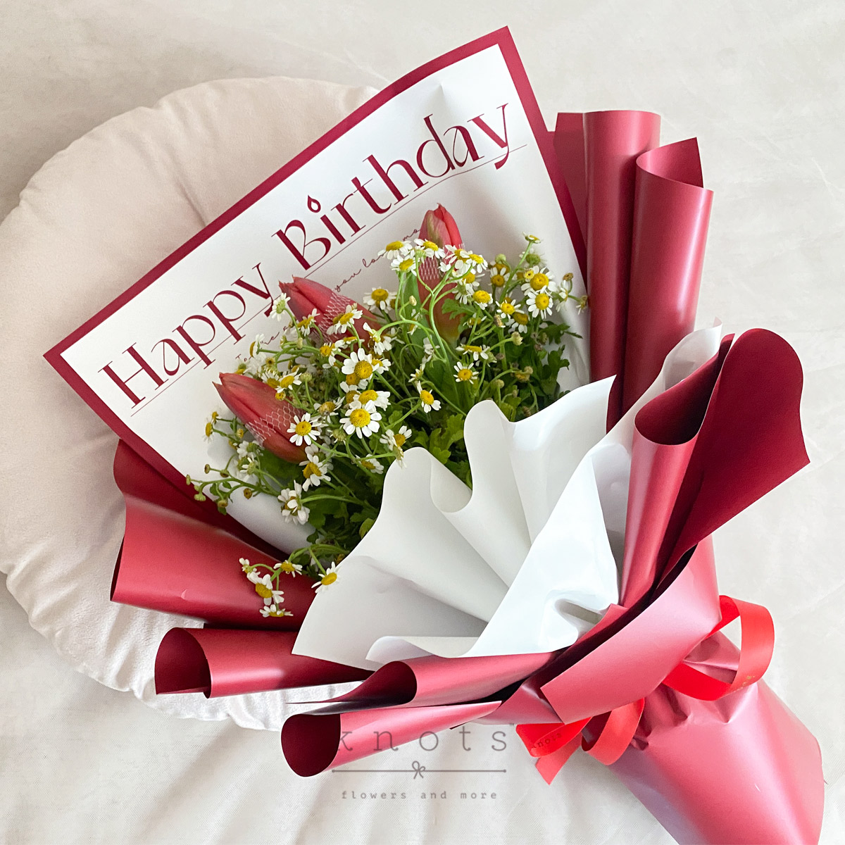 Splendid Birthday (Red Tulips Birthday Bouquet) | Knots.ph