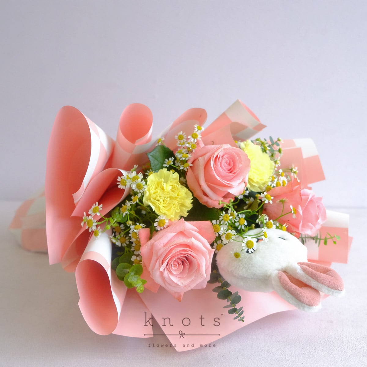A Hoppy Day (Pink Ecuadorian Rose and Yellow Carnation Birthday Bouquet ...