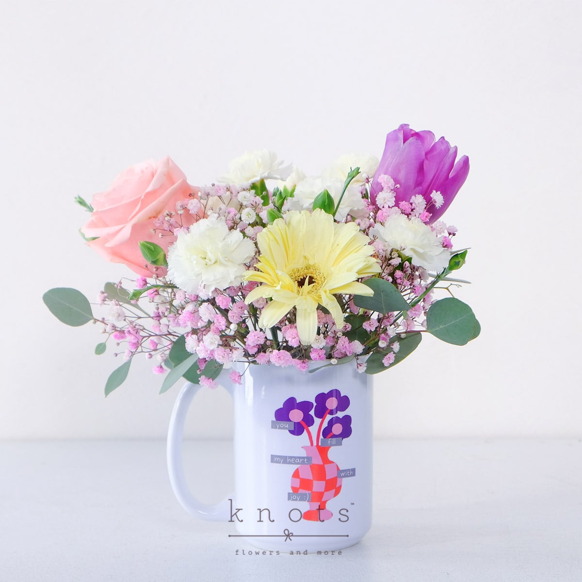 Filled with Joy (Pink Ecuadorian Rose, Tulip and Gerbera Arrangement ...