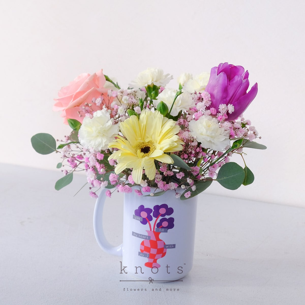 Filled with Joy (Pink Ecuadorian Rose, Tulip and Gerbera Arrangement ...