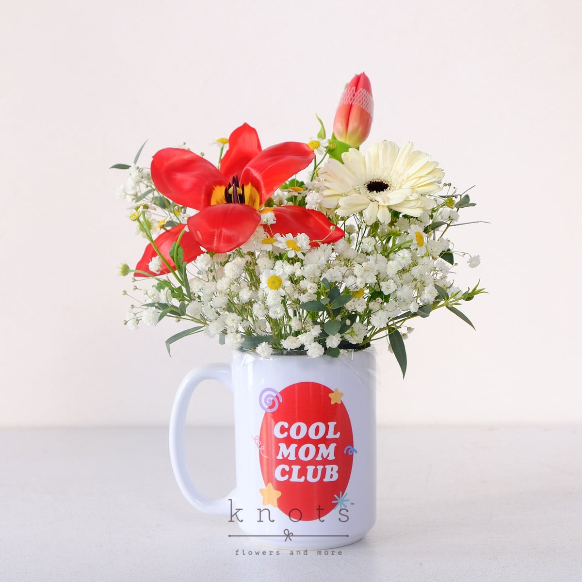 Cool Mom (Red Tulips and Gerbera Arrangement) | Knots.ph