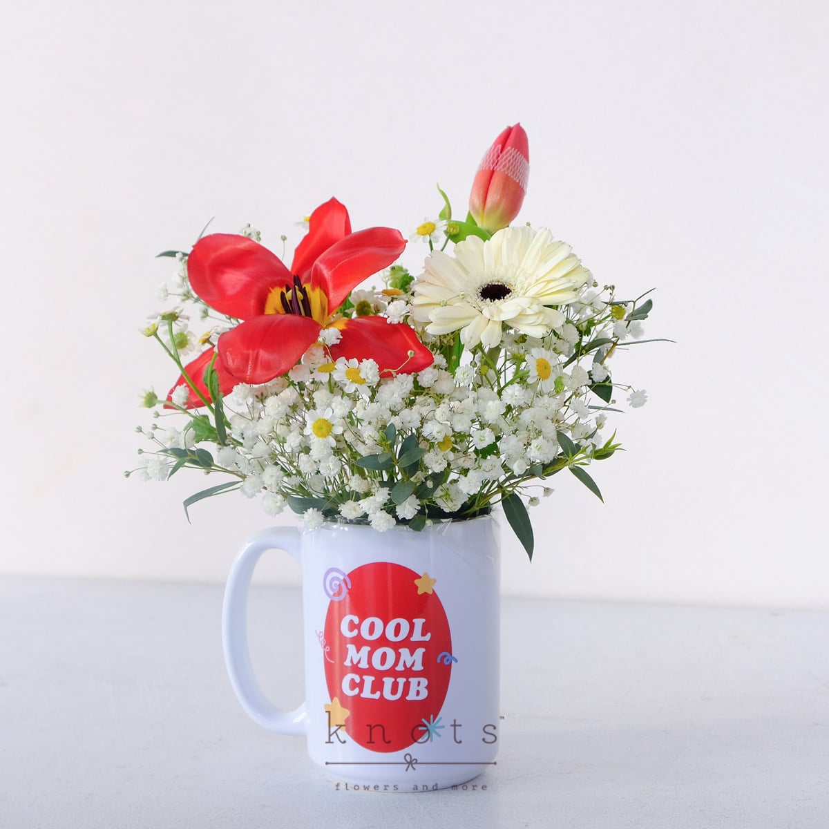 Cool Mom (Red Tulips and Gerbera Arrangement) | Knots.ph