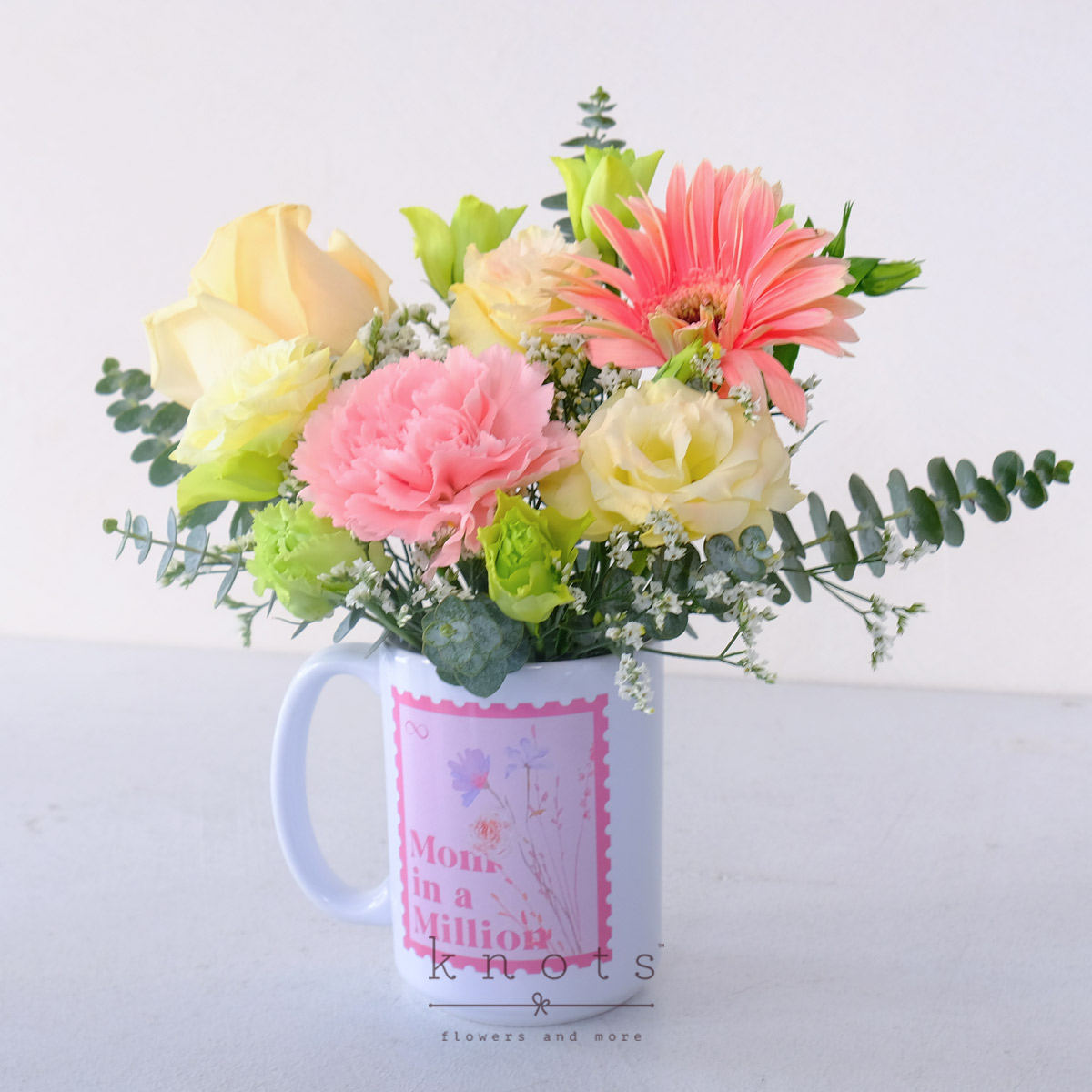 Mom in A Million (Peach Rose, Pink Gerbera and Pink Carnation ...