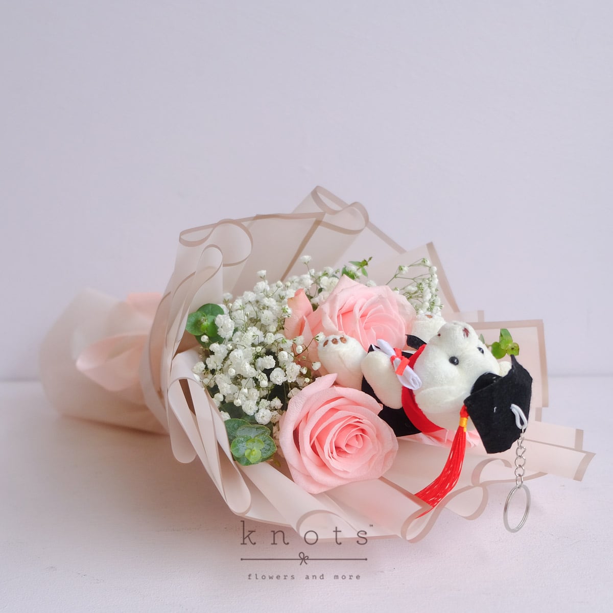 Academic Blossom (Pink Ecuadorian Rose Graduation Bouquet) | Knots.ph