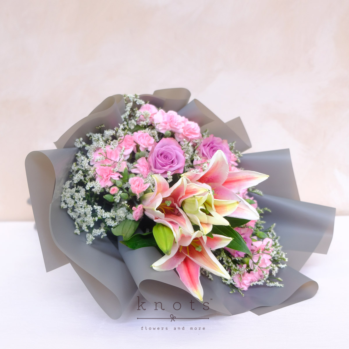 Secret Garden (Pink Lily and Purple Rose Bouquet) | Knots.ph