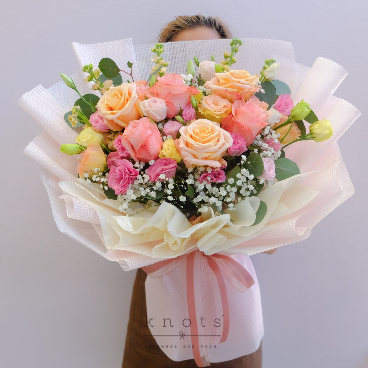 Lovely You (Pink and Peach Ecuadorian Roses Bouquet) | Knots.ph