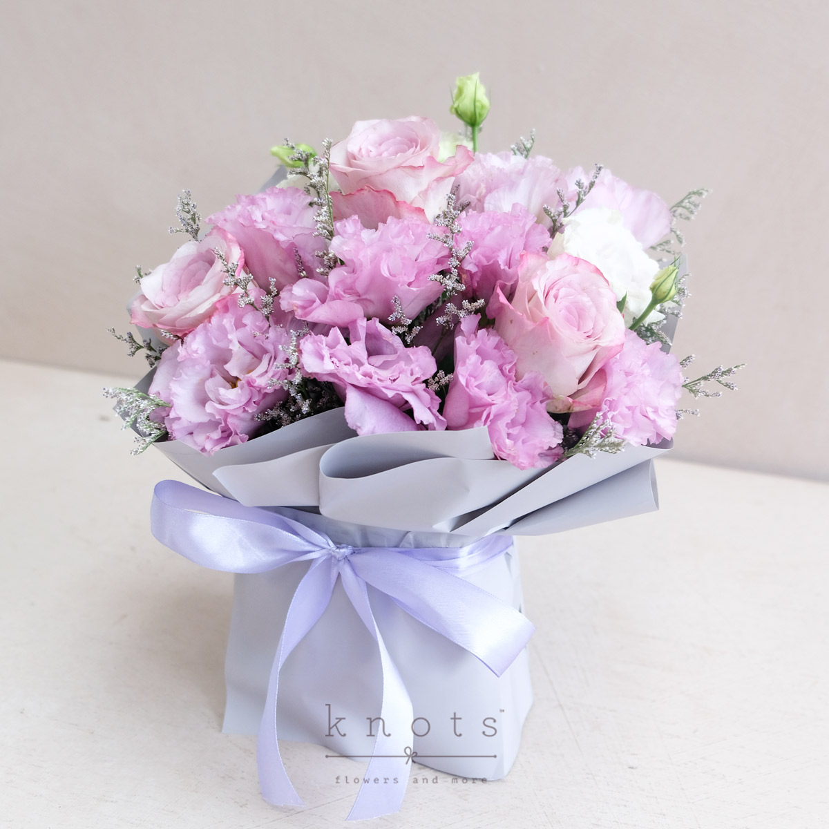 Raspberry Darling (Lilac Roses Arrangement) | Knots.ph