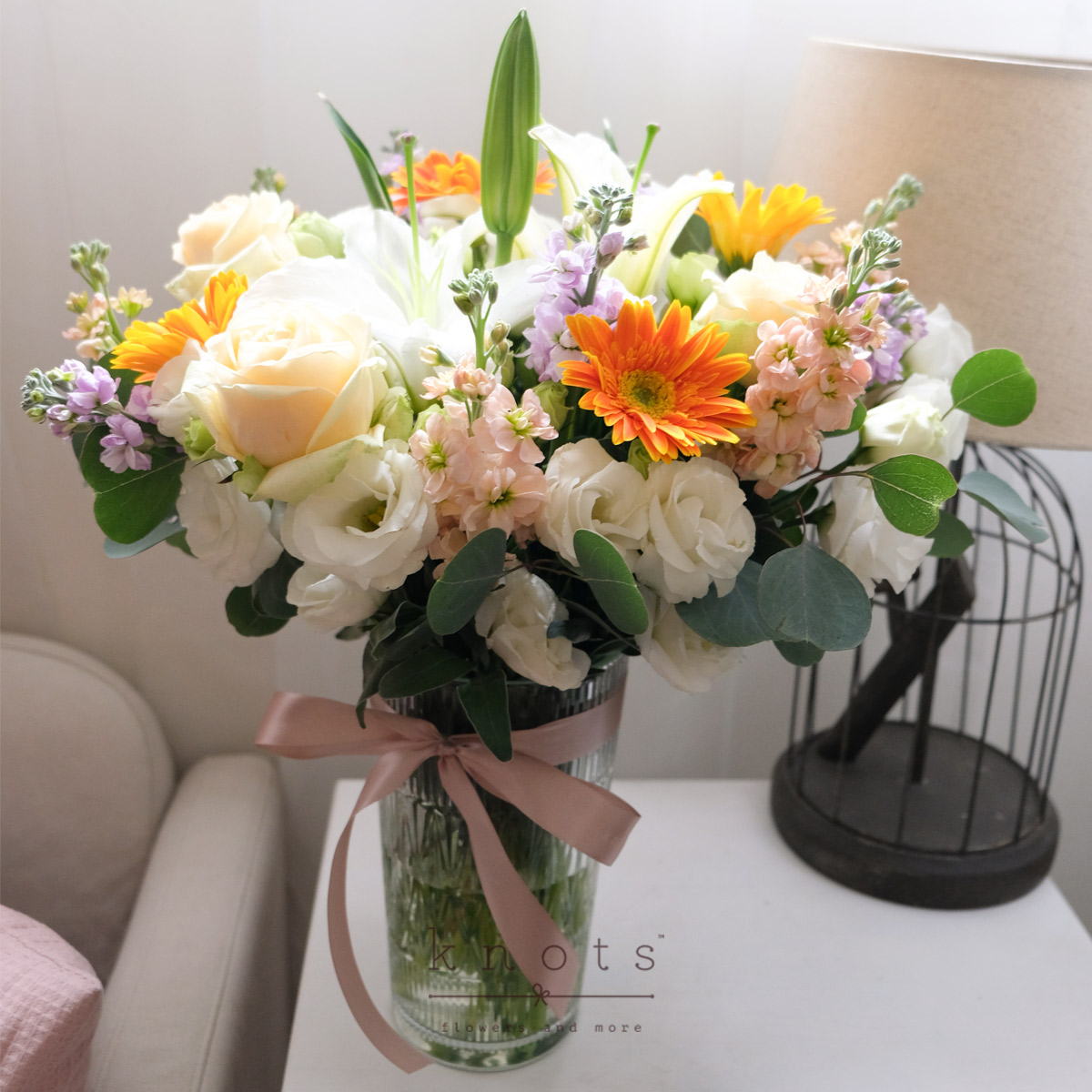 Floral Fascination (White Lily, Roses & Gerbera Arrangement) | Knots.ph