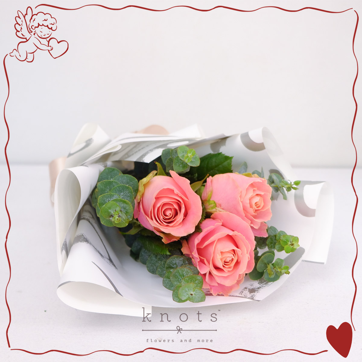 My Reason For Being (3 Pink Ecuadorian Roses Bouquet) | Knots.ph