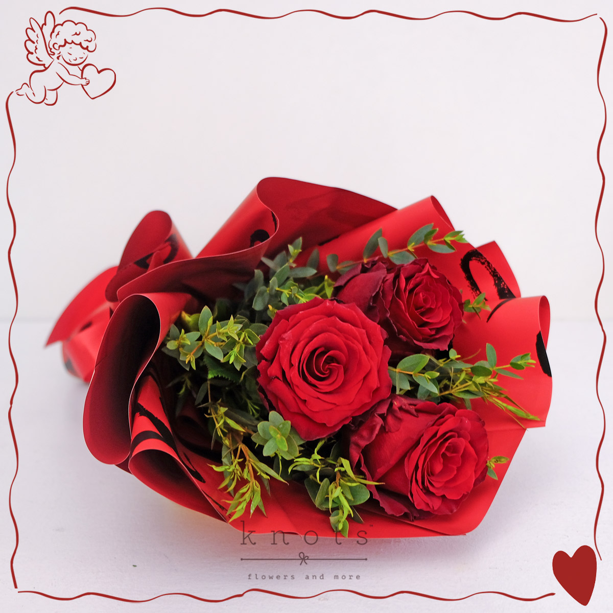 Yearning For You (3 Red Ecuadorian Roses Bouquet) | Knots.ph