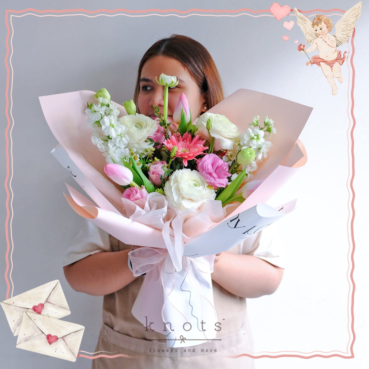 Sweetest Promise (Blush Pink Ranunculus and Tulips Bouquet) | Knots.ph