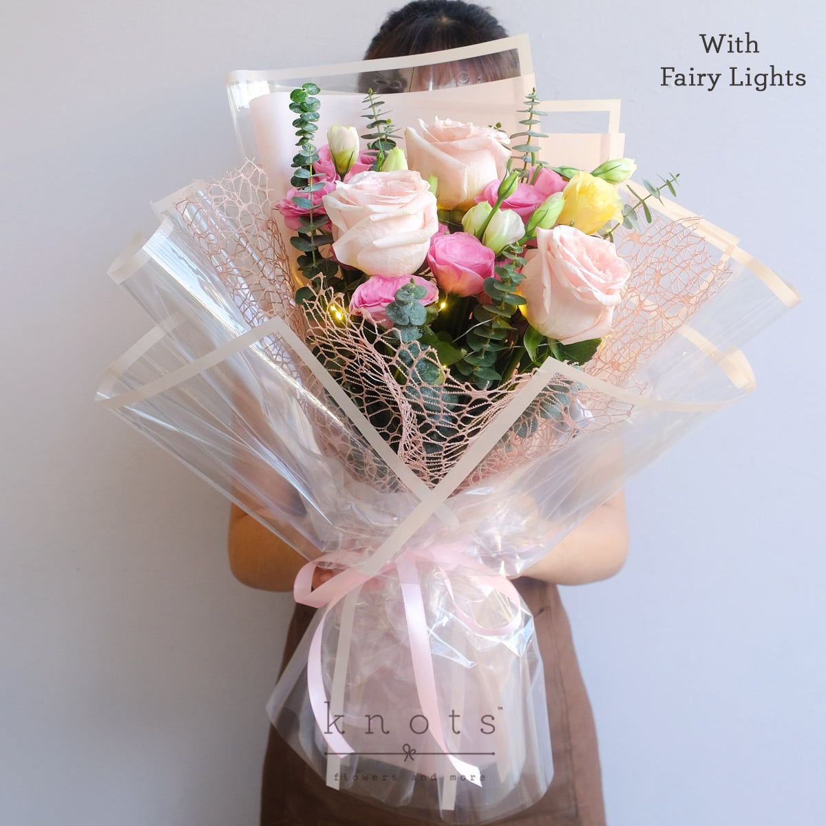 Shines from Within (Shimmer Ecuadorian Roses Bouquet w/ Fairy Lights ...