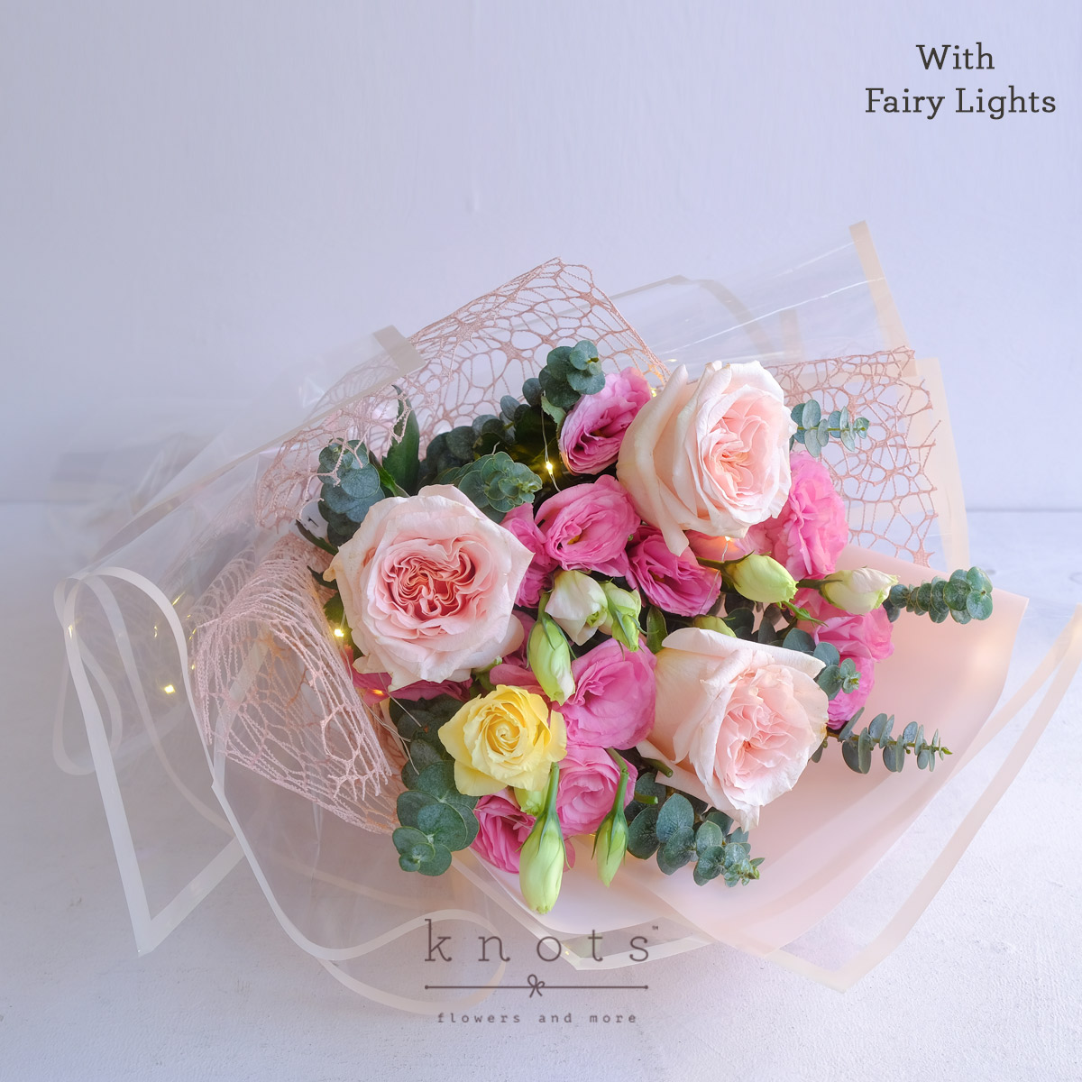 Shines from Within (Shimmer Ecuadorian Roses Bouquet w/ Fairy Lights ...
