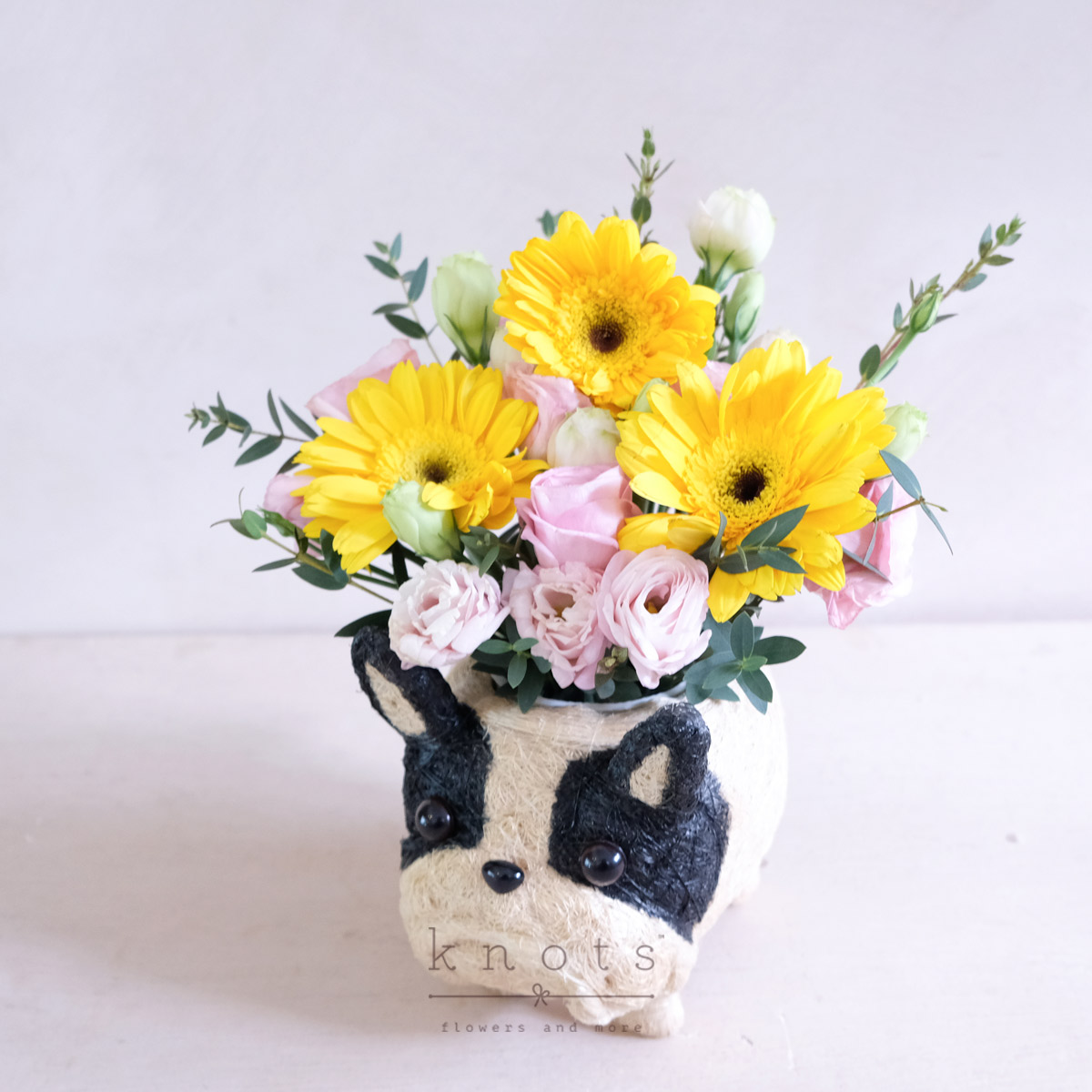 Frenchie Floral (Yellow Gerbera Arrangement) | Knots.ph